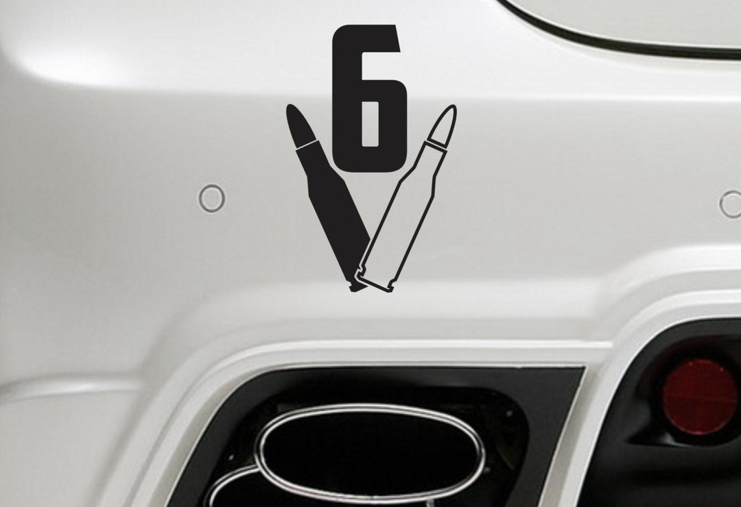 V6 Bullet Badge Symbol Sticker Vinyl Decal Car Truck Muscle Car Coupe ...