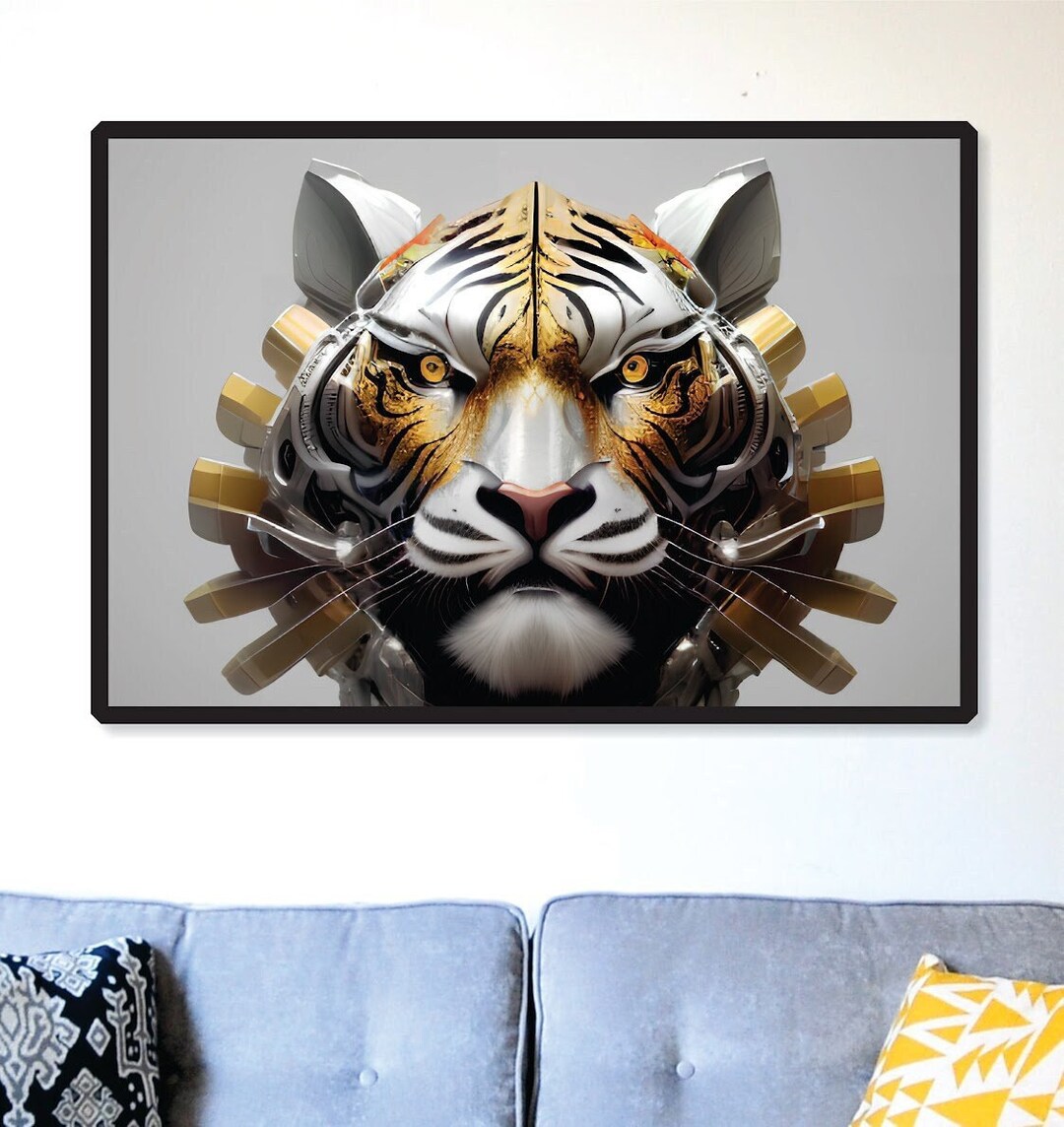 Majestic Robot Tiger Tigress Head Wall Art Poster Print, Self Adhesive ...