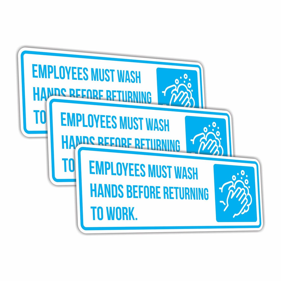 3 Pcs Employees Must Wash Hands Vinyl Decal Sticker Warning Notice Sign ...