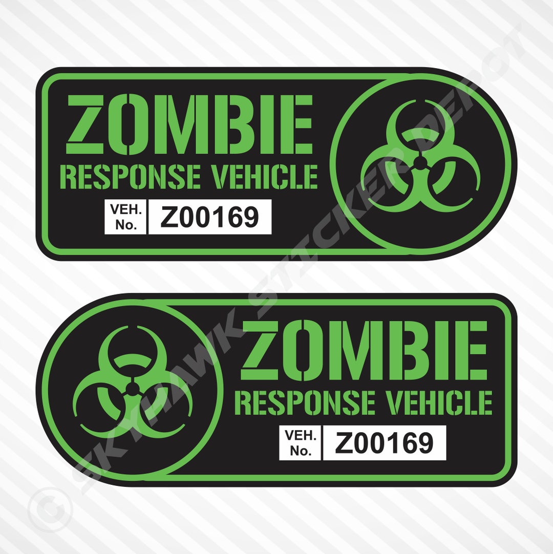 Zombie Response Vehicle Sticker Set Label Badge Lime Green Black Vinyl ...