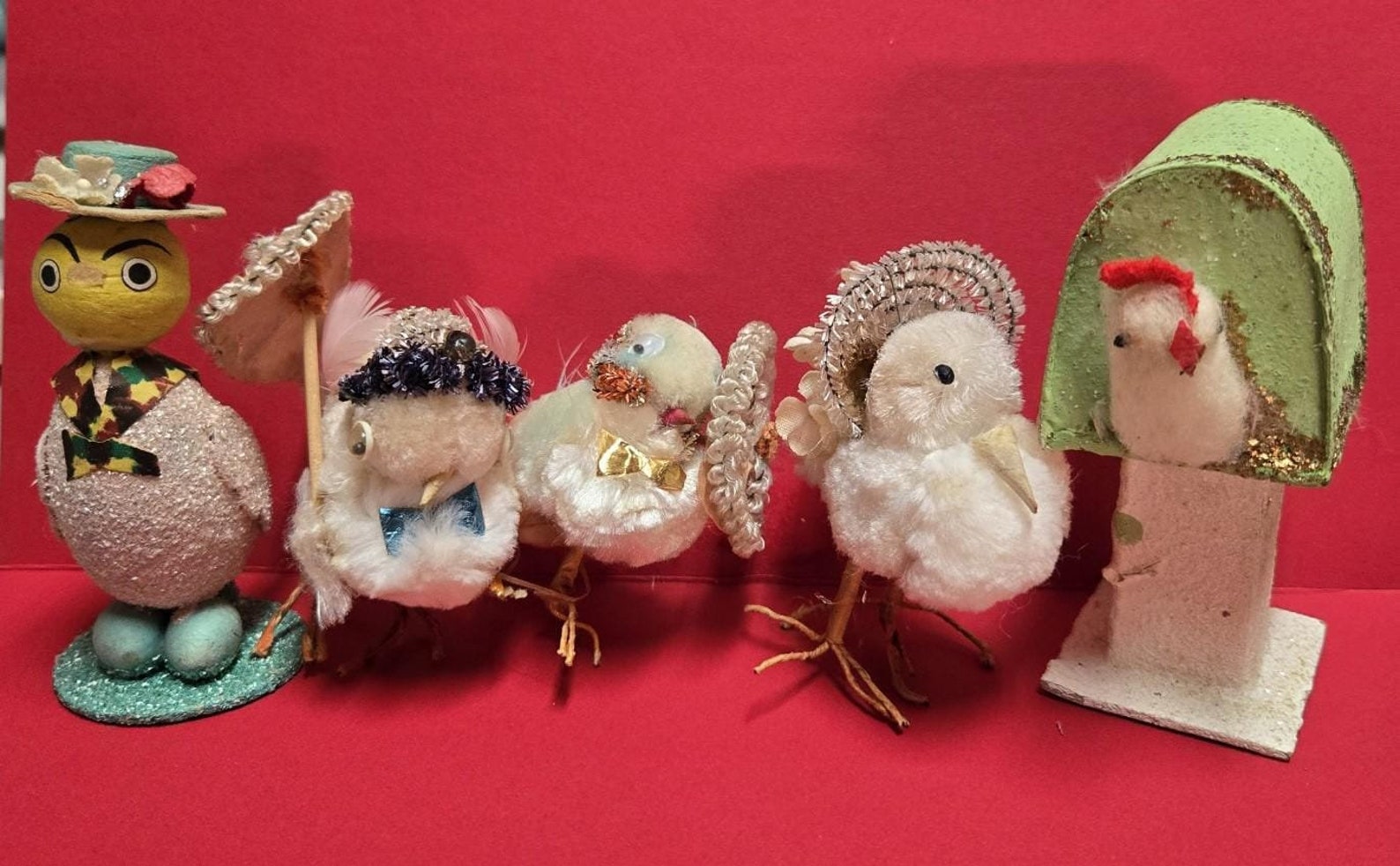 1950's Easter Basket Pom Pom Chicks & Mail Box - Etsy