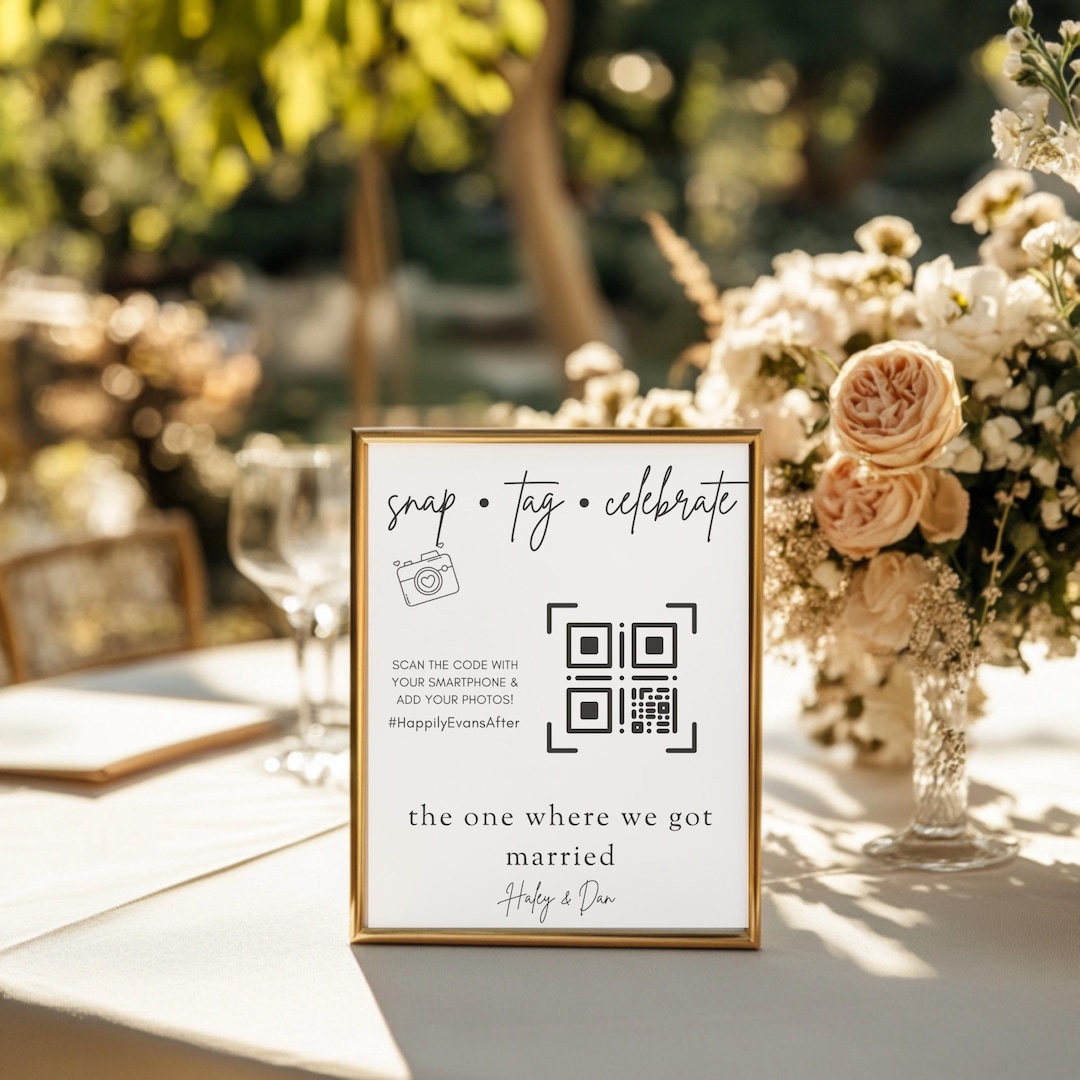 Wedding QR Code Sign, Wedding Photo Signs Capture Share Love Wedding ...