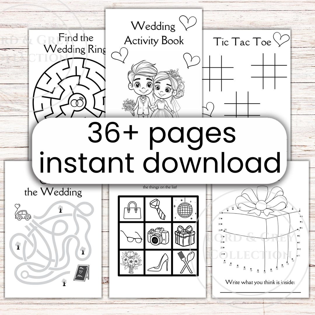 Kids Wedding Activity Book Games Printable Instant Download Childrens ...