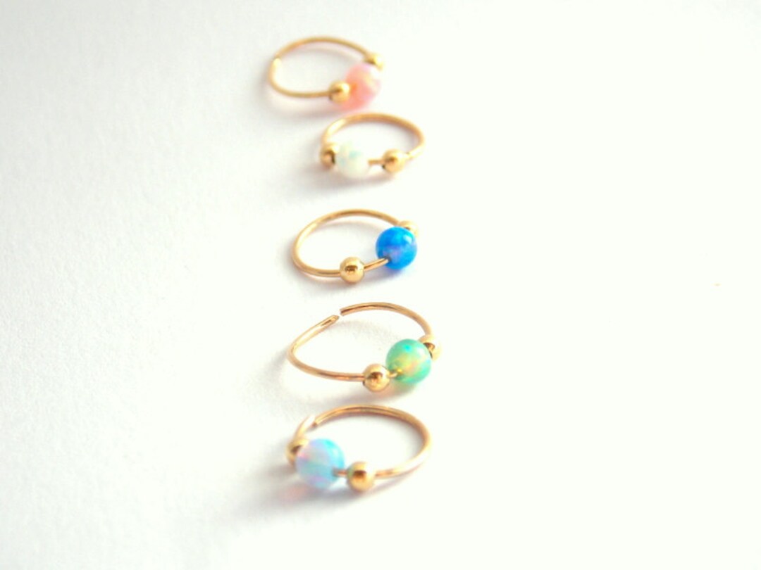 Blue Opal Septum Ring/nose Ring 14K Yellow Gold Filled Handcrafted - Etsy