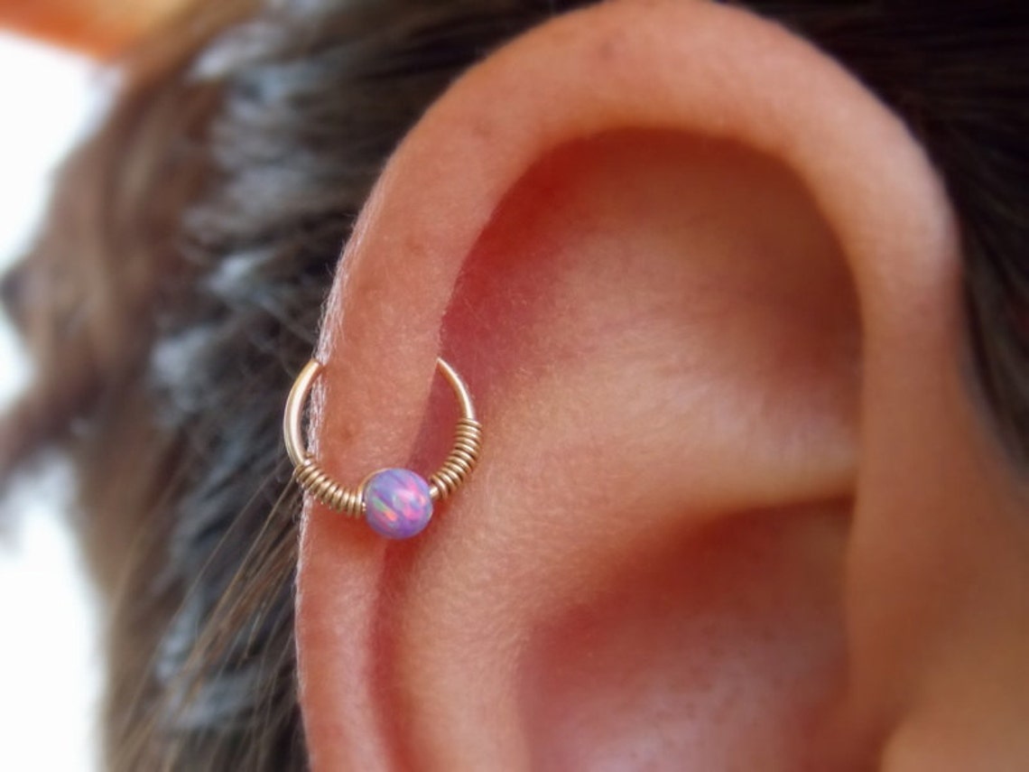 Opal cartilage earring Helix hoop Cartilage piercing | Etsy