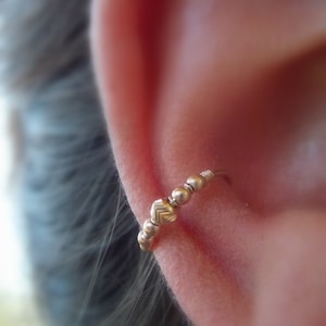 Gold Filled Conch / Helix / Cartilage Hoop Ring Piercing, Beaded Helix Hoop, Helix Jewelry ...