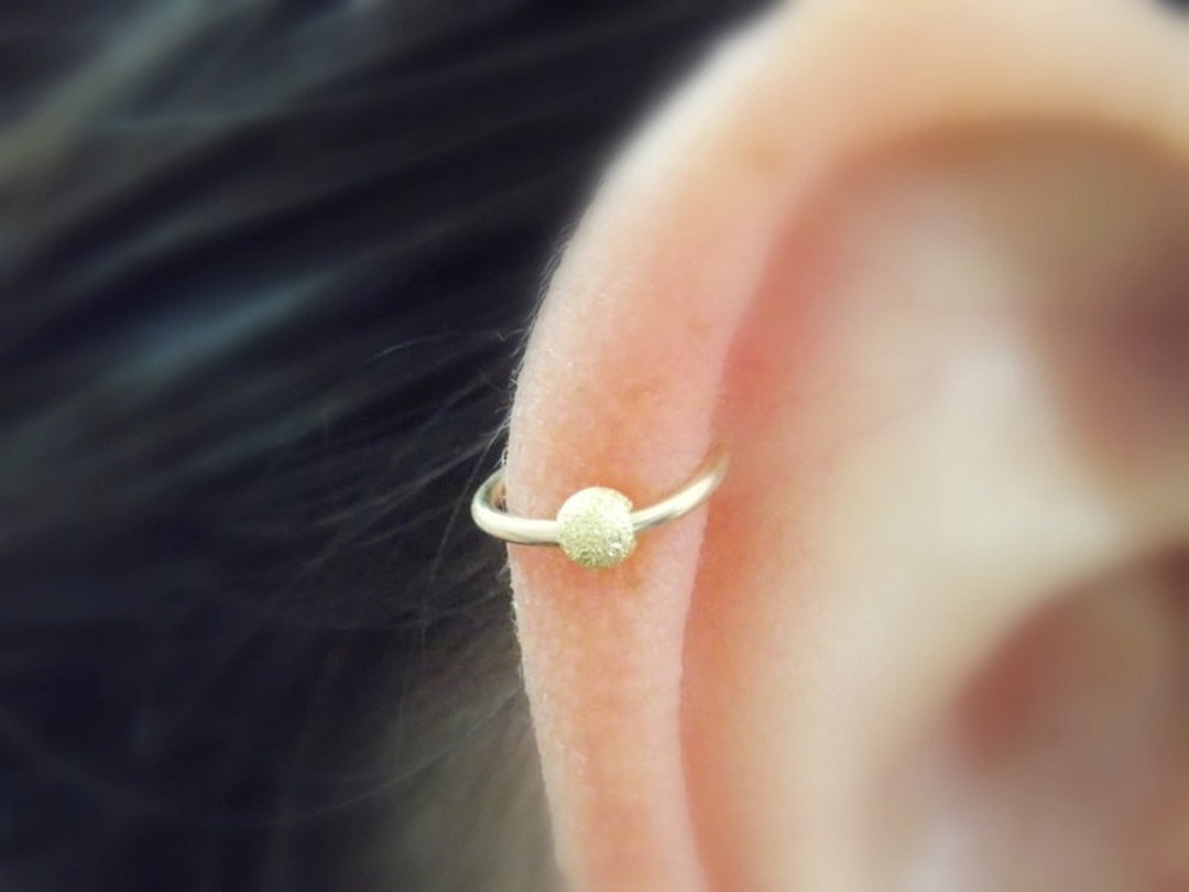 Cartilage Earring Gold Filled Stardust Bead, Helix Piercing, Tiny Gold ...