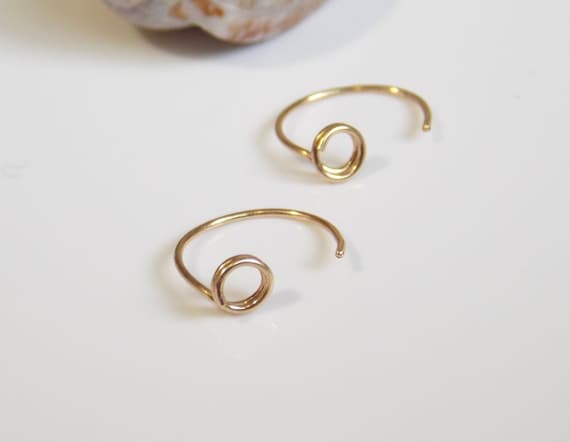 Shorty Hoop Earring Open Hoop Ear Hugger Tiny circle ear | Etsy