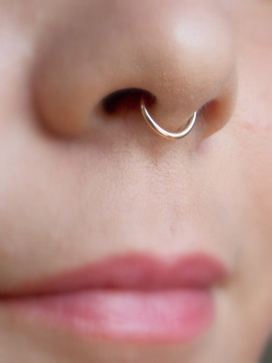 Gold Septum Earring, 14K Gold-filled Hoops, Gold Huggie Hoops, Sterling ...
