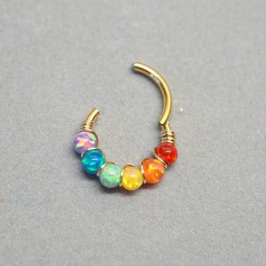 Gold Rainbow Clicker 1.2mm (16ga) Suitable for Septum, Daith, Rook, Conch, Helix, Cartilage 16g ...