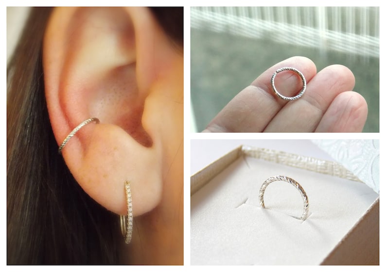 Conch Hoop 925 sterling silver Diamond Cut Helix Ring | Etsy