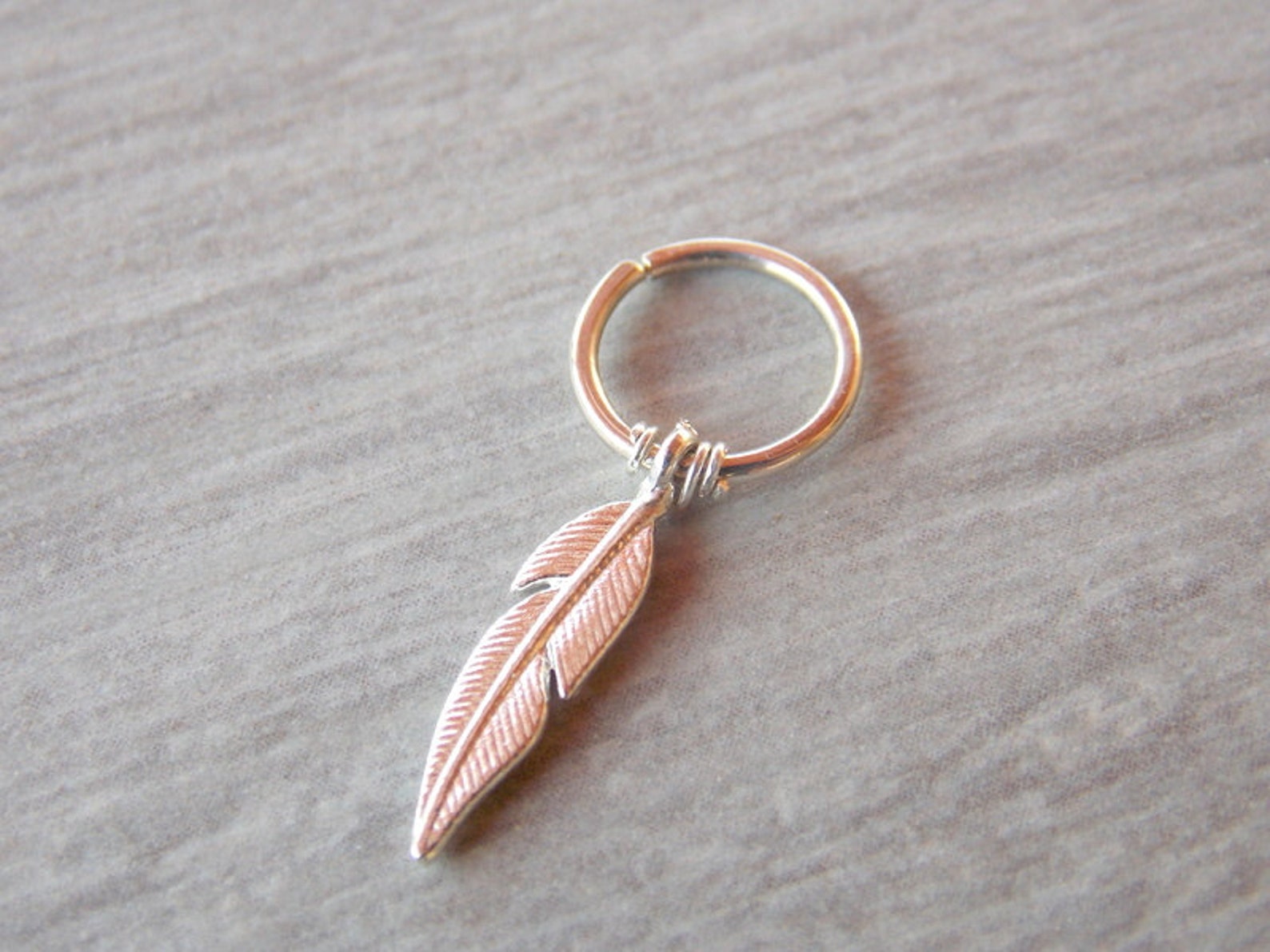 Cartilage Hoop Earring,feather Silver Hoop Piercing,925 Sterling Silver ...