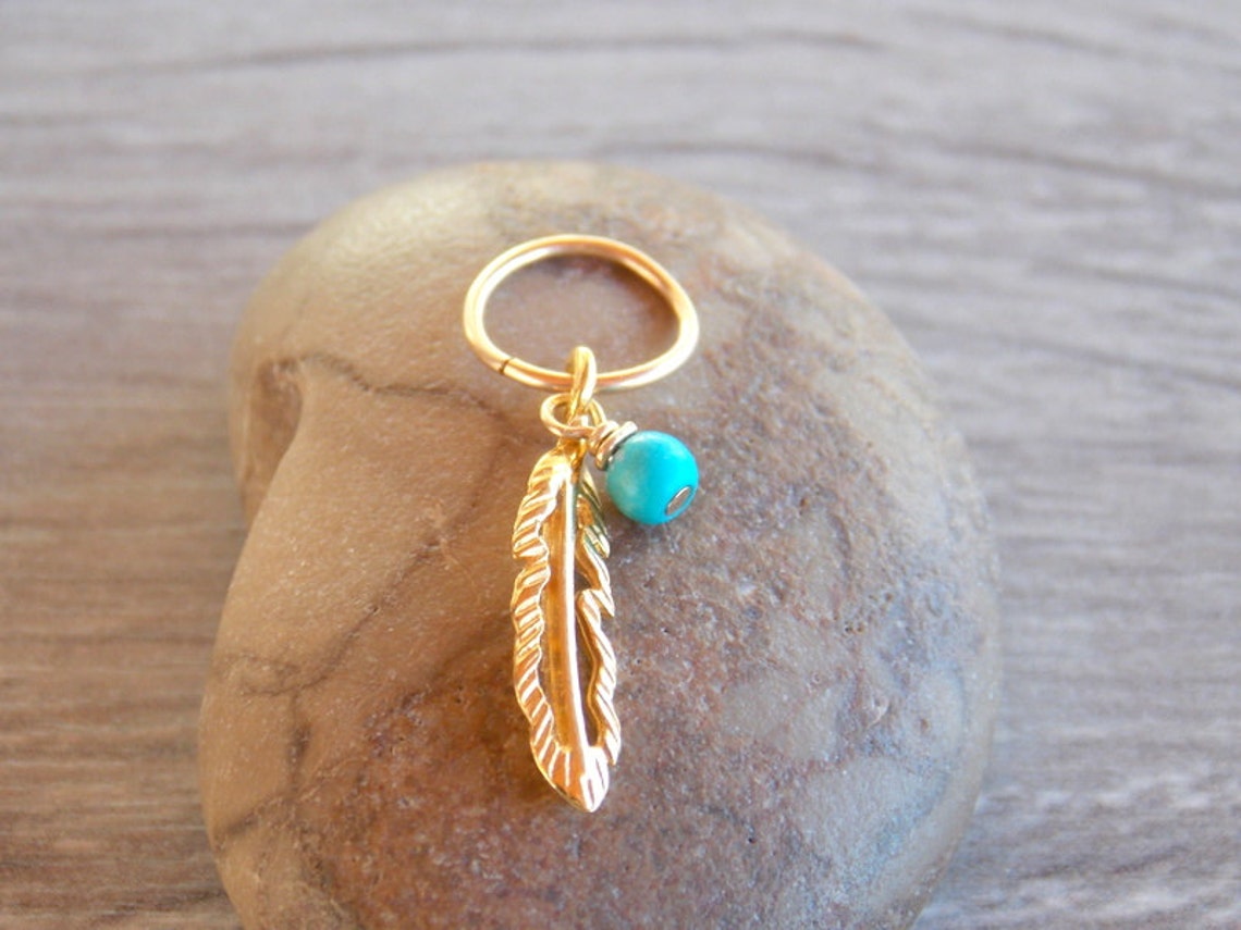 Tribal Feather Cartilage Earring Piercing, Gold Feather Cartilage ...