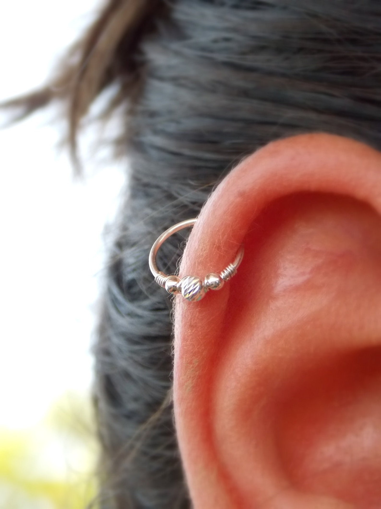 Sterling Silver Hoop Ring - Etsy