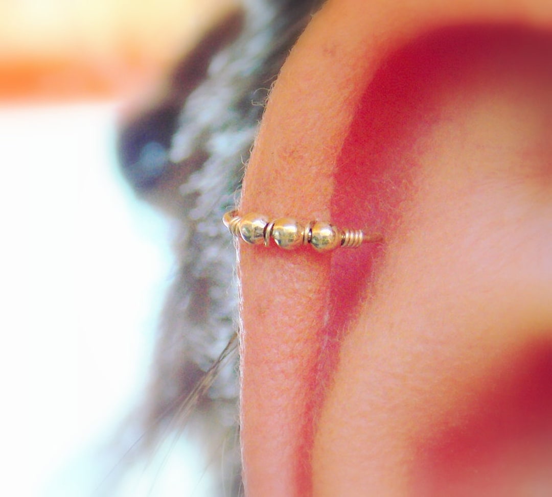 Gold Filled Hoop/ Helix / Cartilage Hoop Ring Piercing, Beaded Helix ...