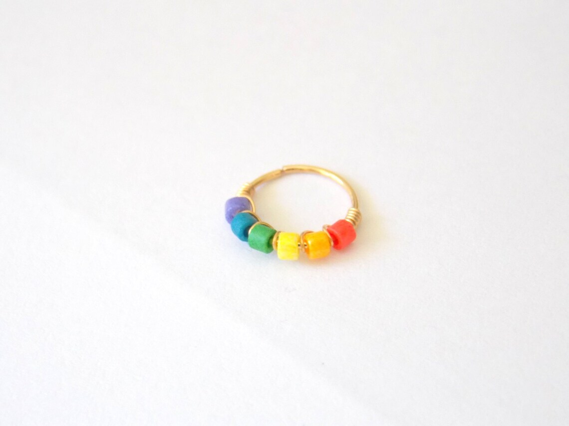 Rainbow Colors Nose Ring - Helix Piercing - Rainbow Conch Earring ...