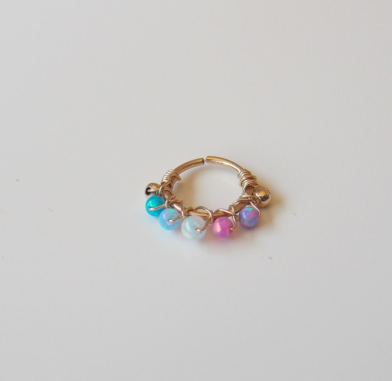 Opal Rainbow Multicolor Septum Gold Filled Piercing Opal | Etsy