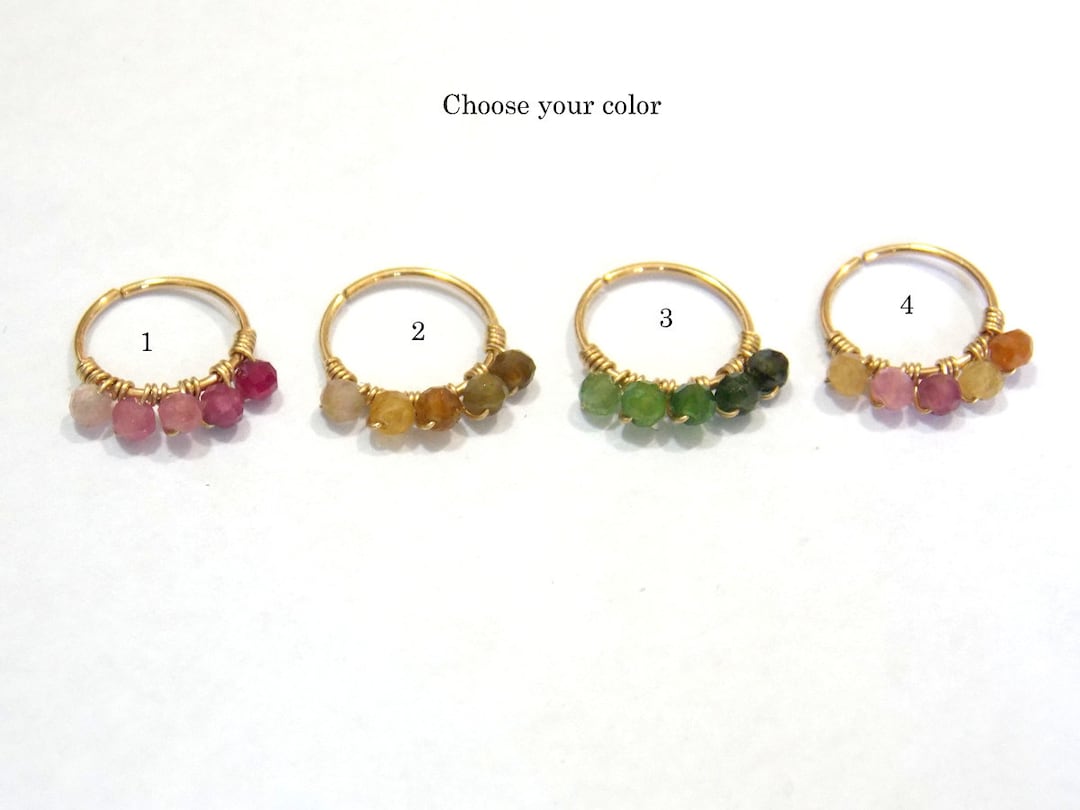 Nose Ring,natural Stones 2-3mm Beads Cartilage Earring,helix Piercing ...