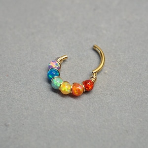 Gold Rainbow Clicker 1.2mm (16ga) Suitable for Septum, Daith, Rook, Conch, Helix, Cartilage 16g ...