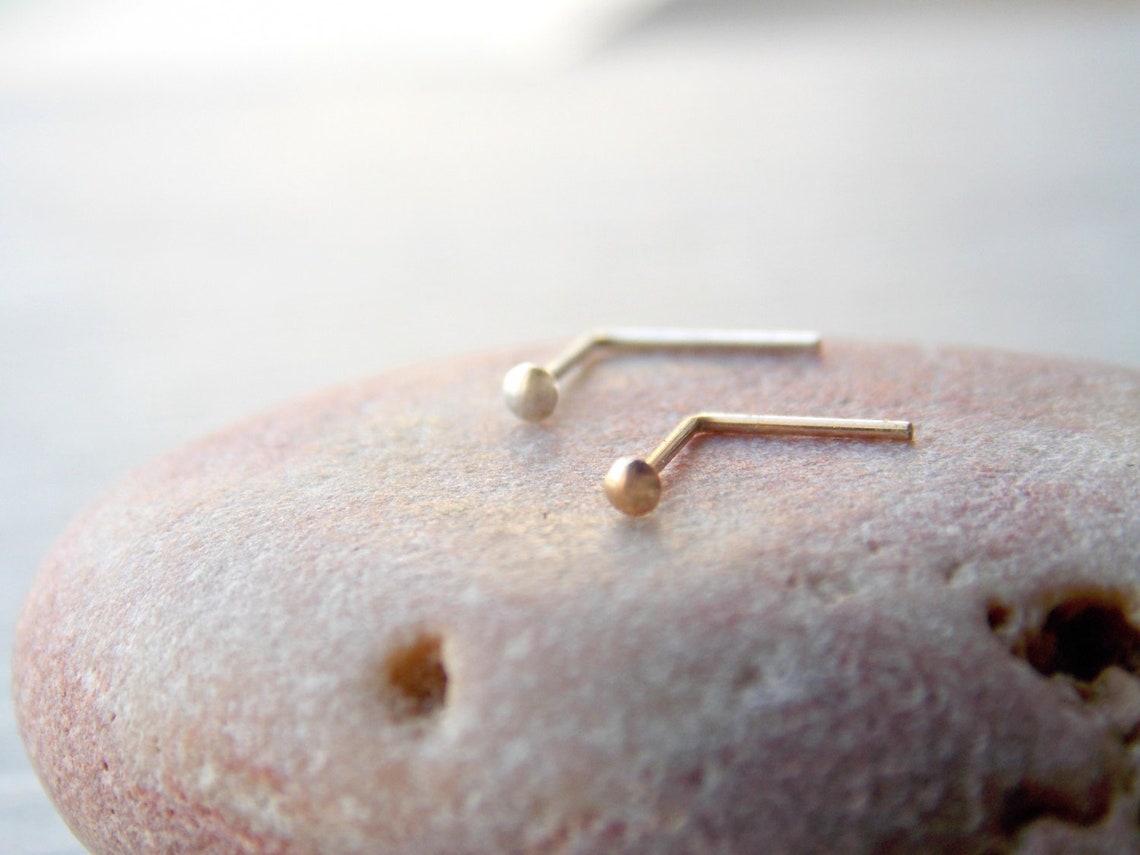 Super Thin 24 Gauge Tiny Flat Top 14k Gold Filled Nose Stud | Etsy