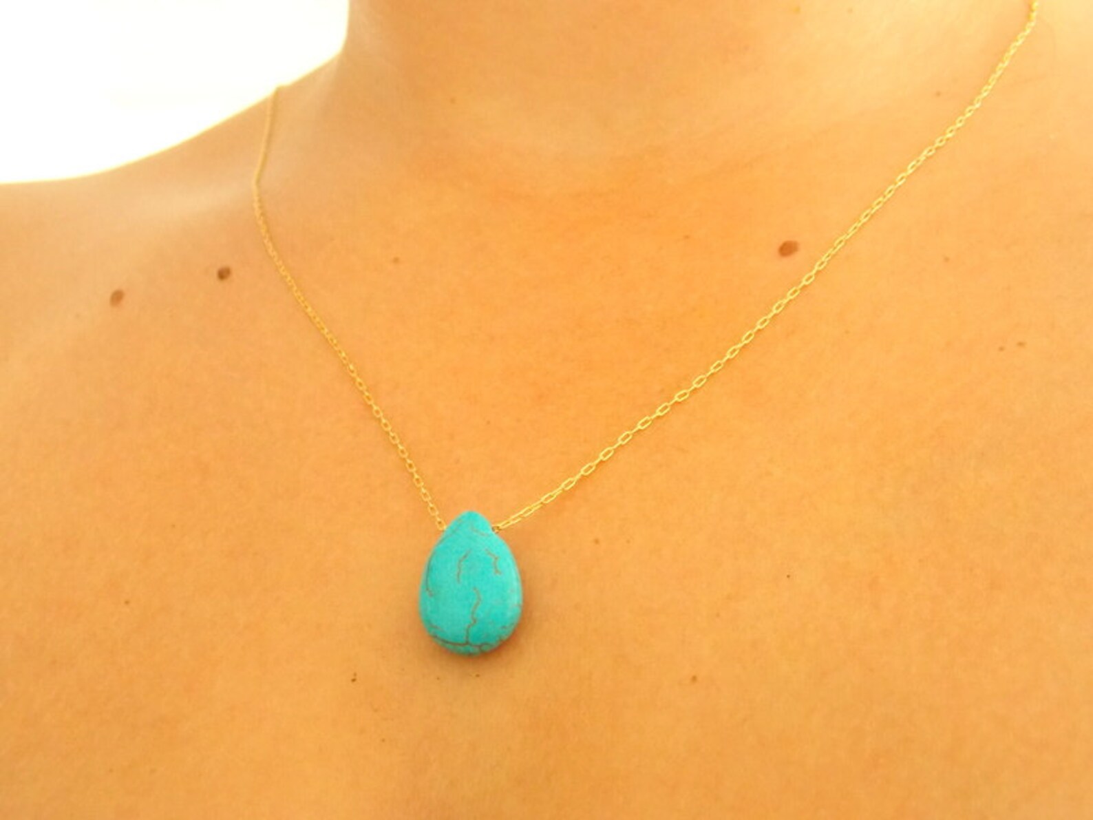 14k Gold Filled Turquoise Necklace Delicate Gold Turquoise - Etsy