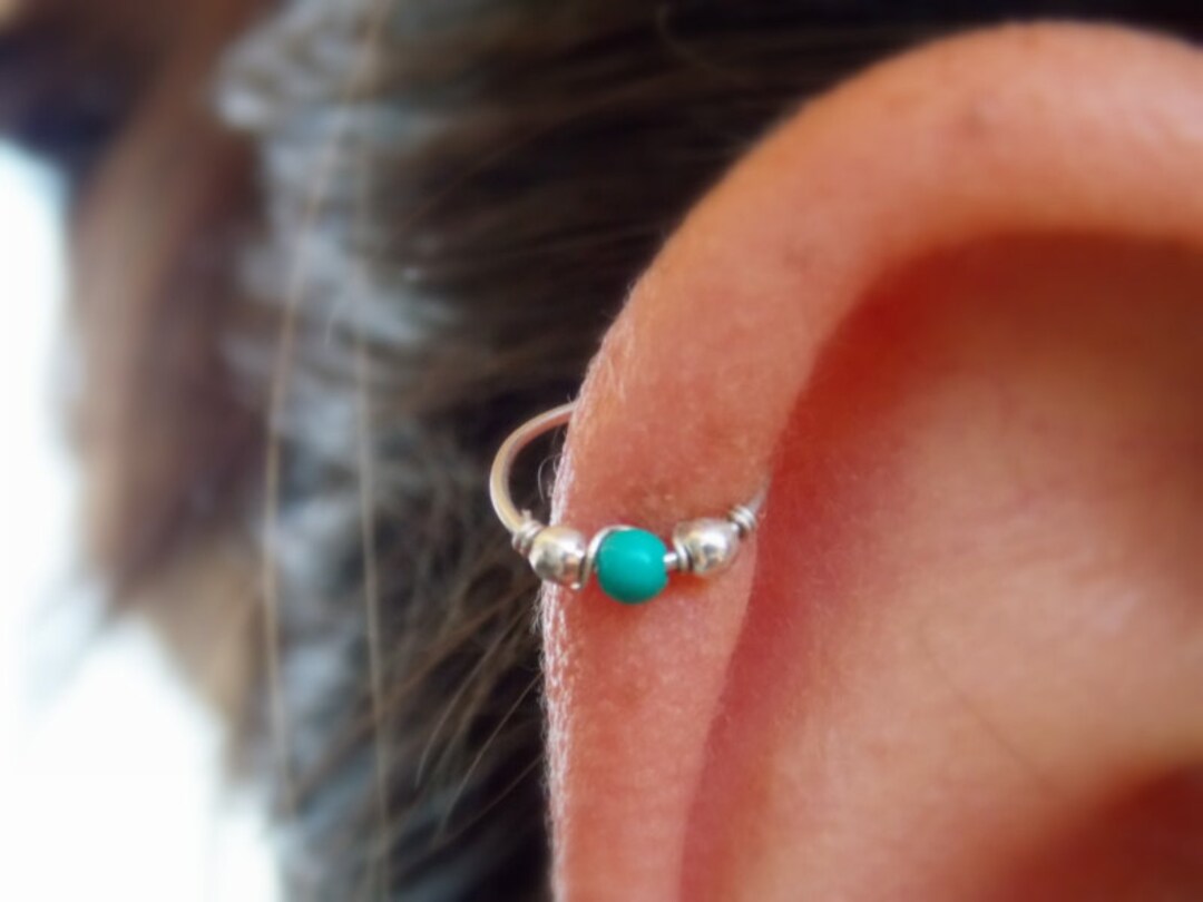 Cartilage Piercing Hoop Turquoise Helix Piercing Tragus Jewelry Hoop ...