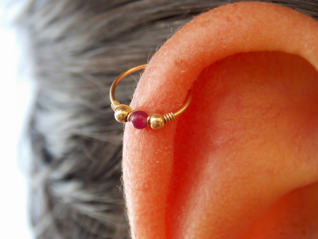 Nose Hoop - Thin Helix Earring - Thin Cartilage Earring - Cartilage ...