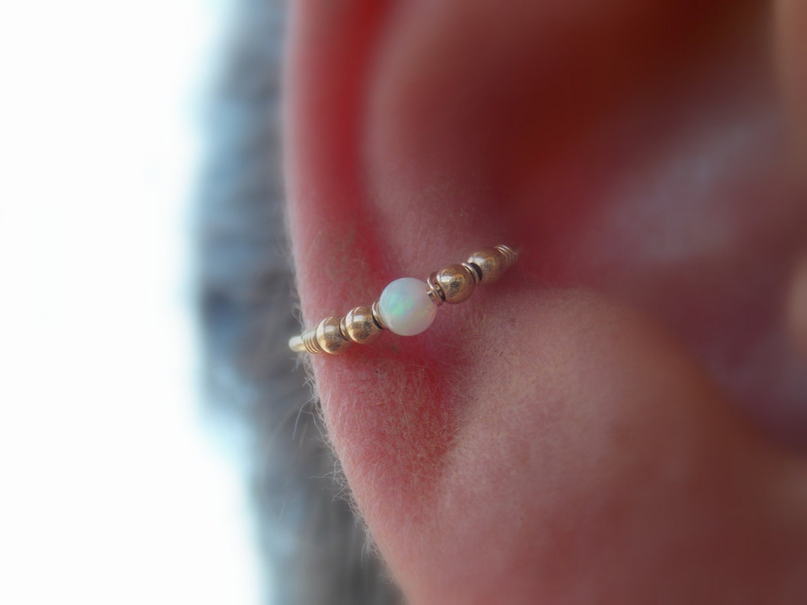 Gold Filled Conch / Helix / Cartilage Hoop Ring Piercing, Beaded Helix ...