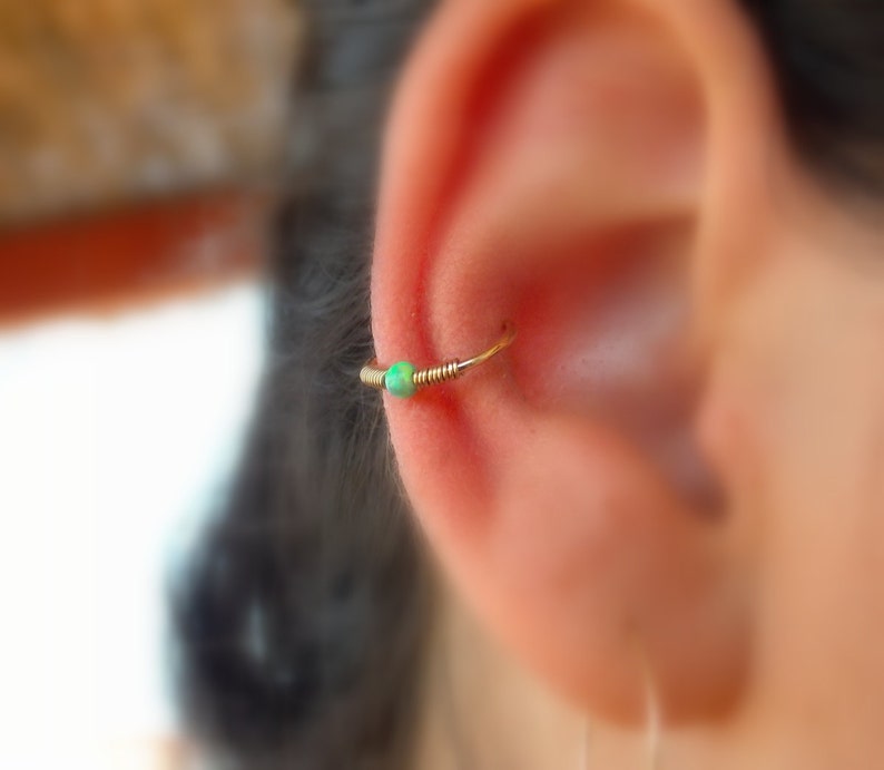 Gold filled opal helix piercing opal conch opal piercing | Etsy
