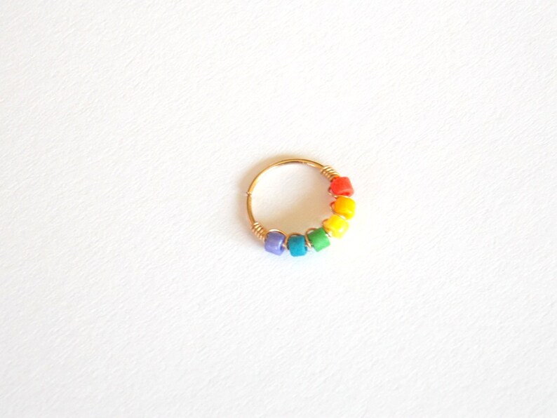 Rainbow Colors Nose Ring - Helix Piercing - Rainbow Conch Earring ...