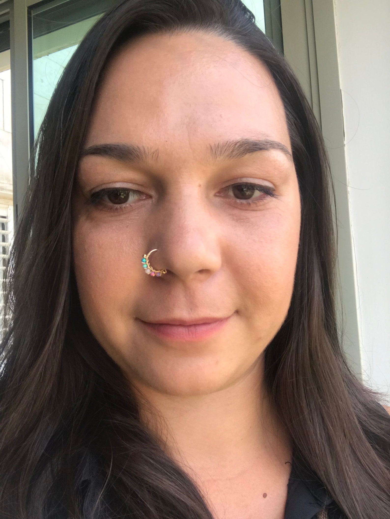 Opal Rainbow Multicolor Septum Gold Filled Piercing Opal | Etsy