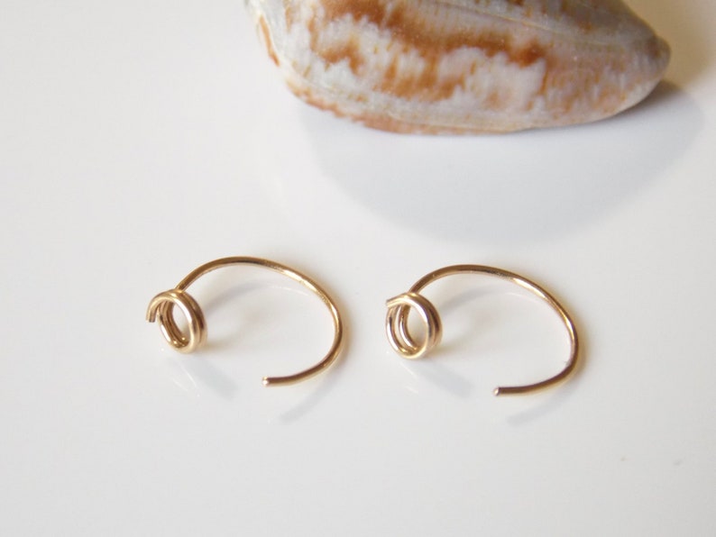 Shorty Hoop Earring - Open Hoop Ear Hugger - Tiny Circle Ear Hugger ...