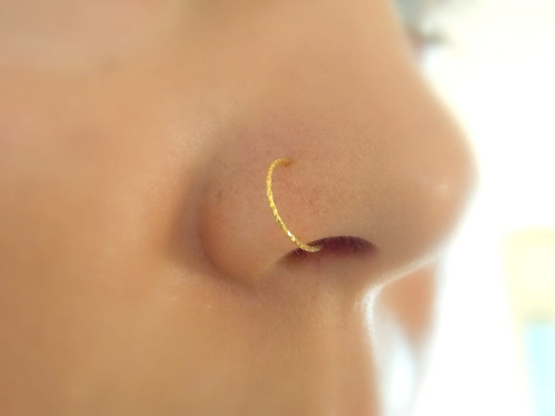 Diamond Cut Silver Nose Ring silver nose hoop 22 gauge nose | Etsy