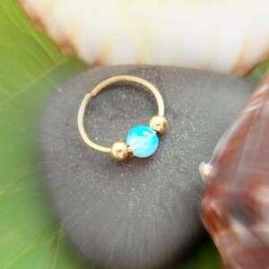 Blue Opal Septum Ring/nose Ring 14K Yellow Gold Filled Handcrafted - Etsy