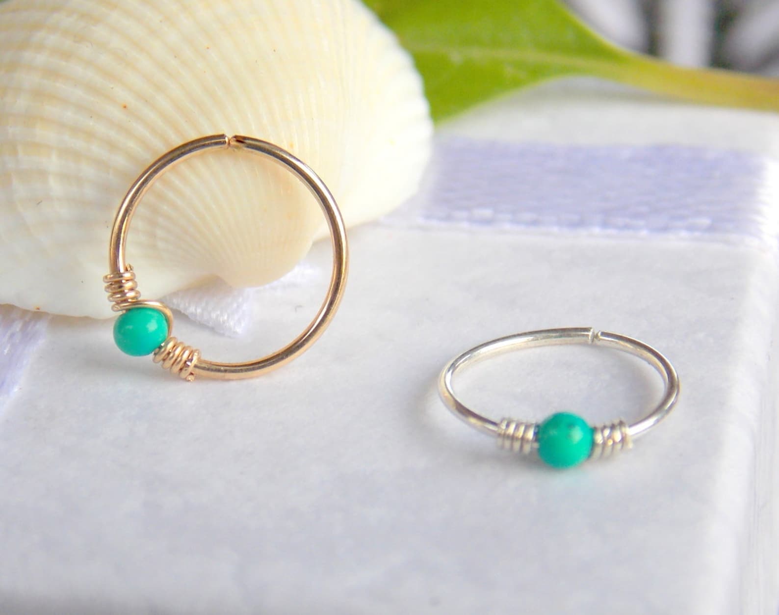Thin Helix Earring - Cartilage Earring - Nose Piercing - Turquoise ...