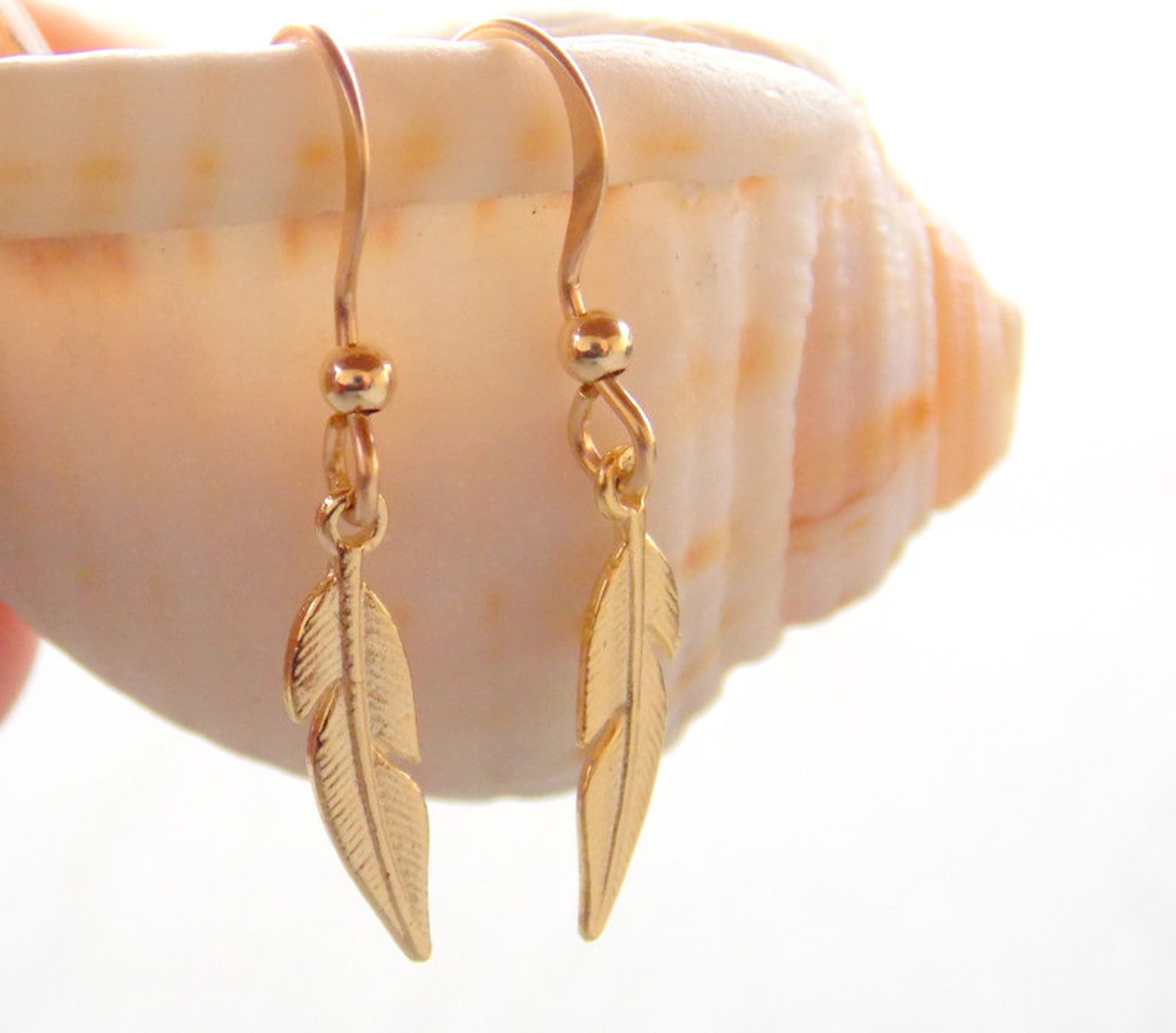 Gold Feather Earrings Feather Earrings Tribal Earrings Gold | Etsy