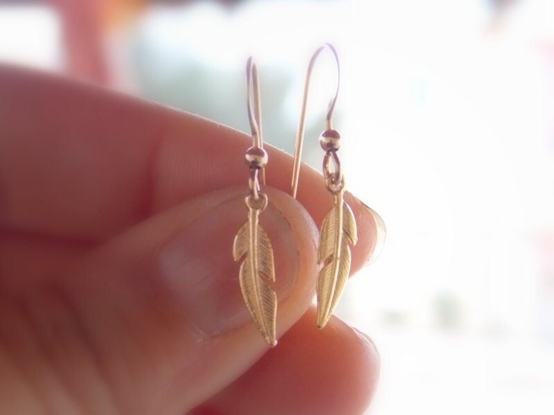 Gold Feather Earrings Feather Earrings Tribal Earrings Gold - Etsy