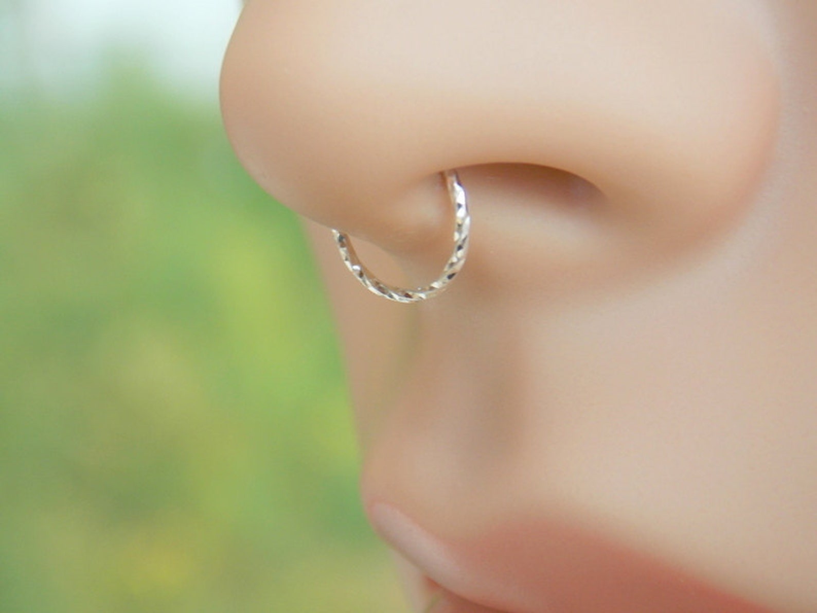 925 Sterling Silver Fake Septum Clip on Piercing ~NO PIERCING REQUIRED ...