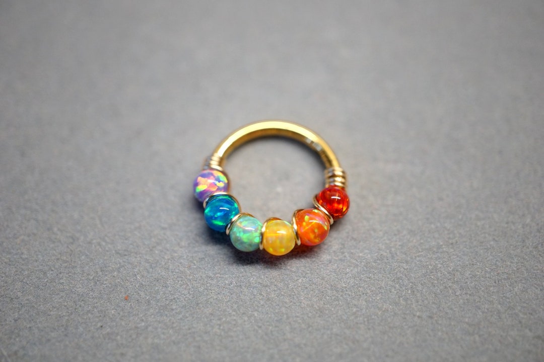 Gold Rainbow Clicker 1.2mm (16ga) Suitable for Septum, Daith, Rook ...