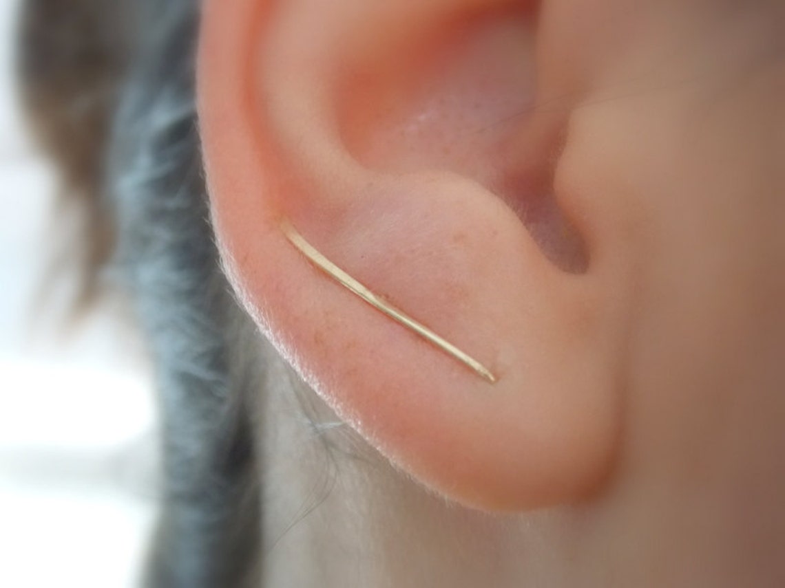 Ear Climber Gold Bar Climber Gold Filled Climber - Etsy