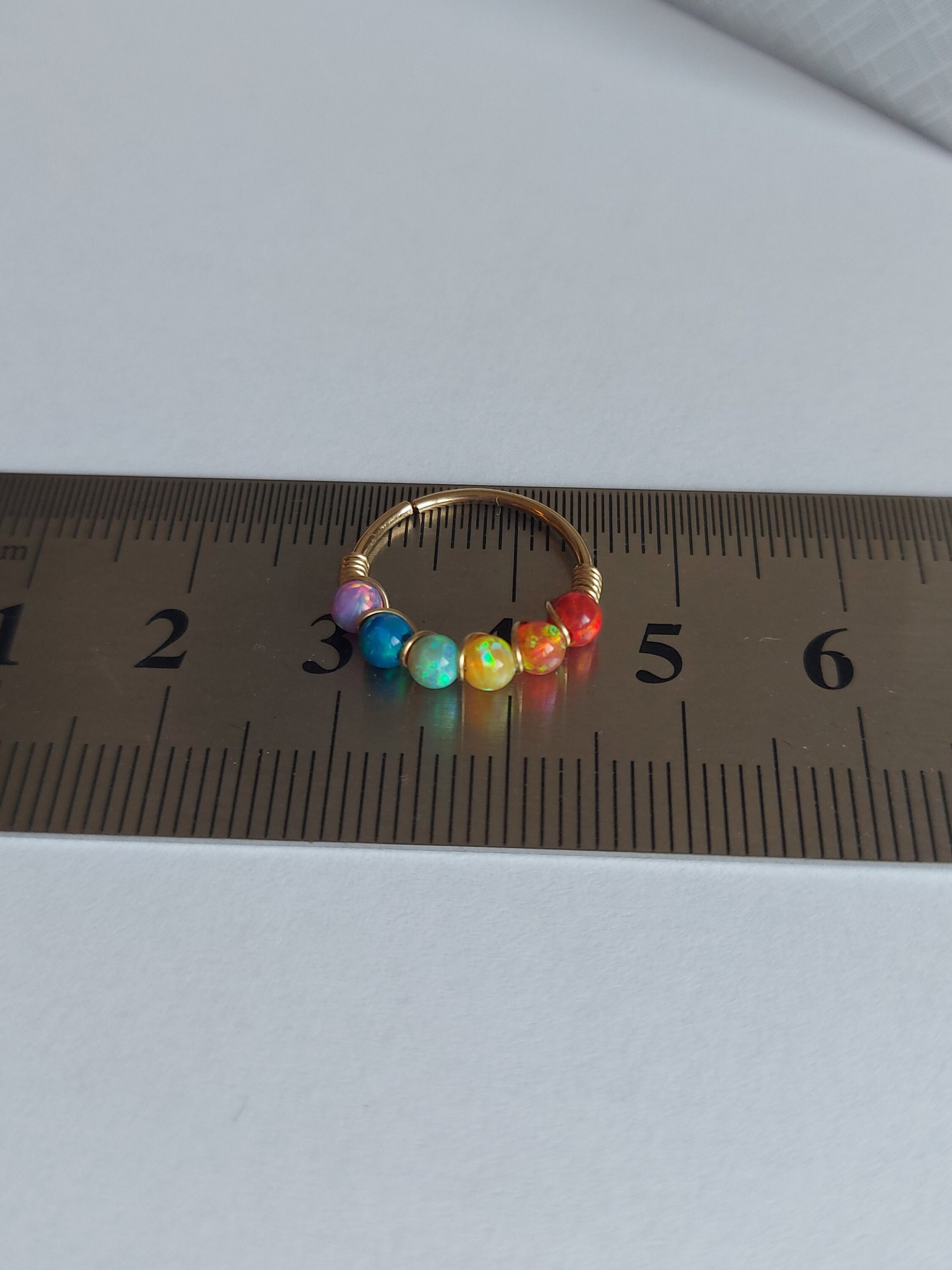 Rainbow opal piercing custom size 24-16 gauge for nose helix | Etsy