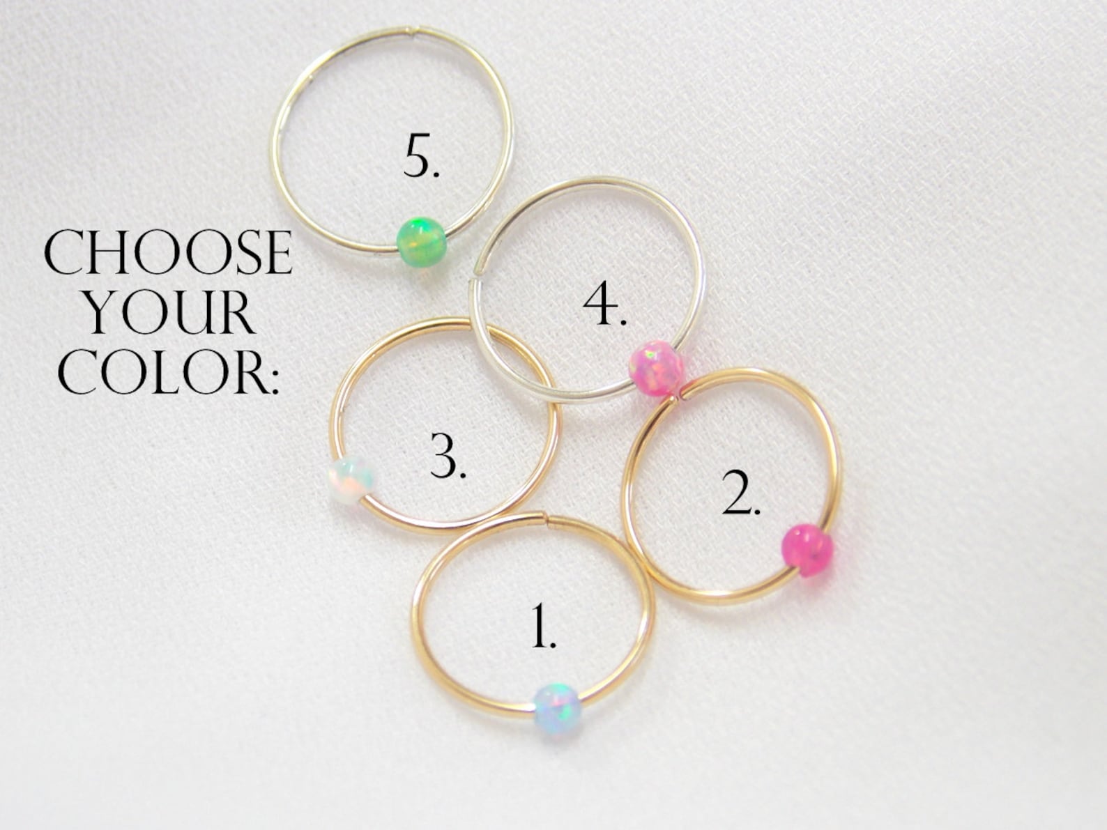 Thin Helix Earring - Cartilage Earring - Tragus Piercing - Opal ...
