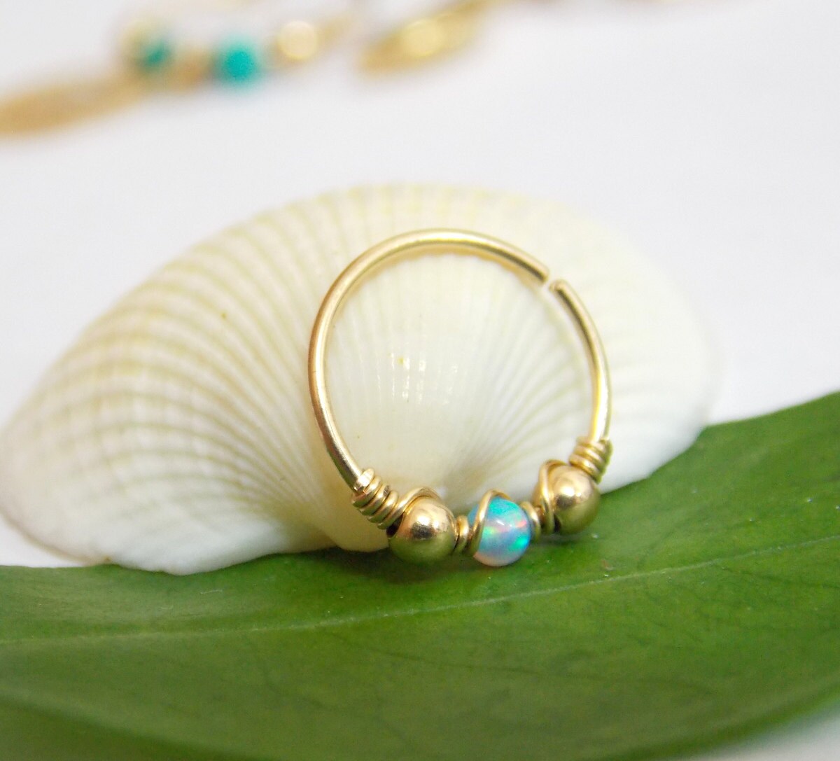 Thin Helix Earring - Cartilage Earring - Tragus Piercing - Opal ...