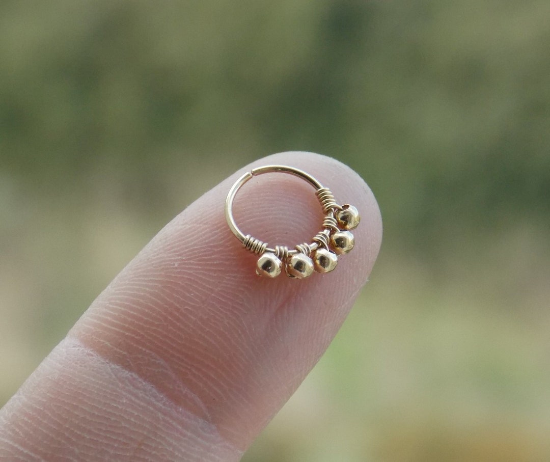 Helix Hoop Earring - Cartilage Lobe and Conch Beaded Gold Filled Metal ...