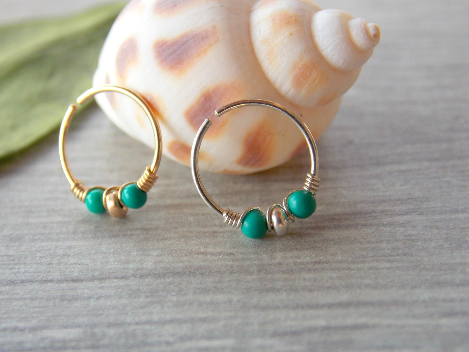 Thin Helix Earring - Cartilage Earring - Tragus Piercing - Turquoise ...
