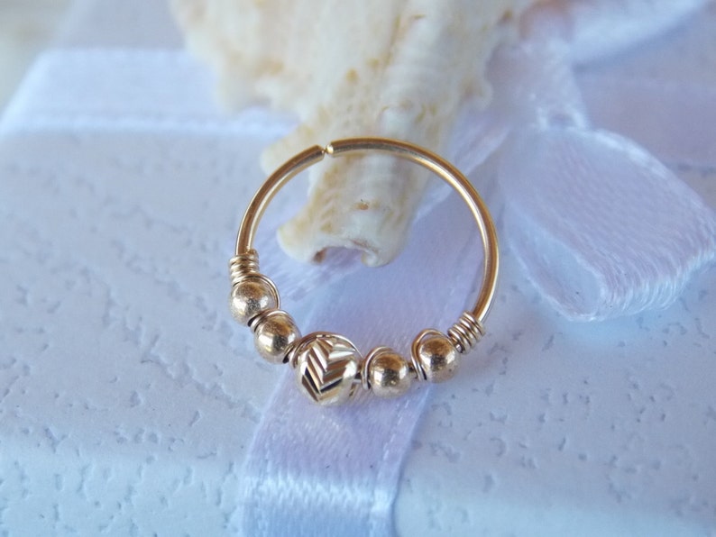 Gold Filled Conch / Helix / Cartilage Hoop Ring Piercing, Beaded Helix Hoop, Helix Jewelry ...