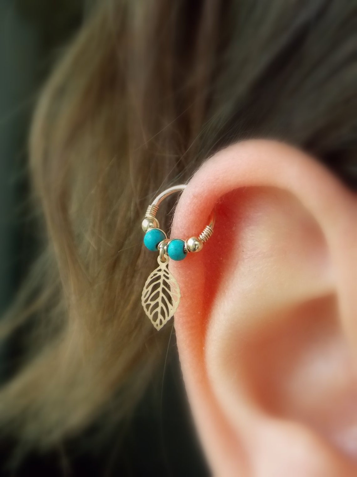 Small hoop earring helix earring small gold Cartliage | Etsy