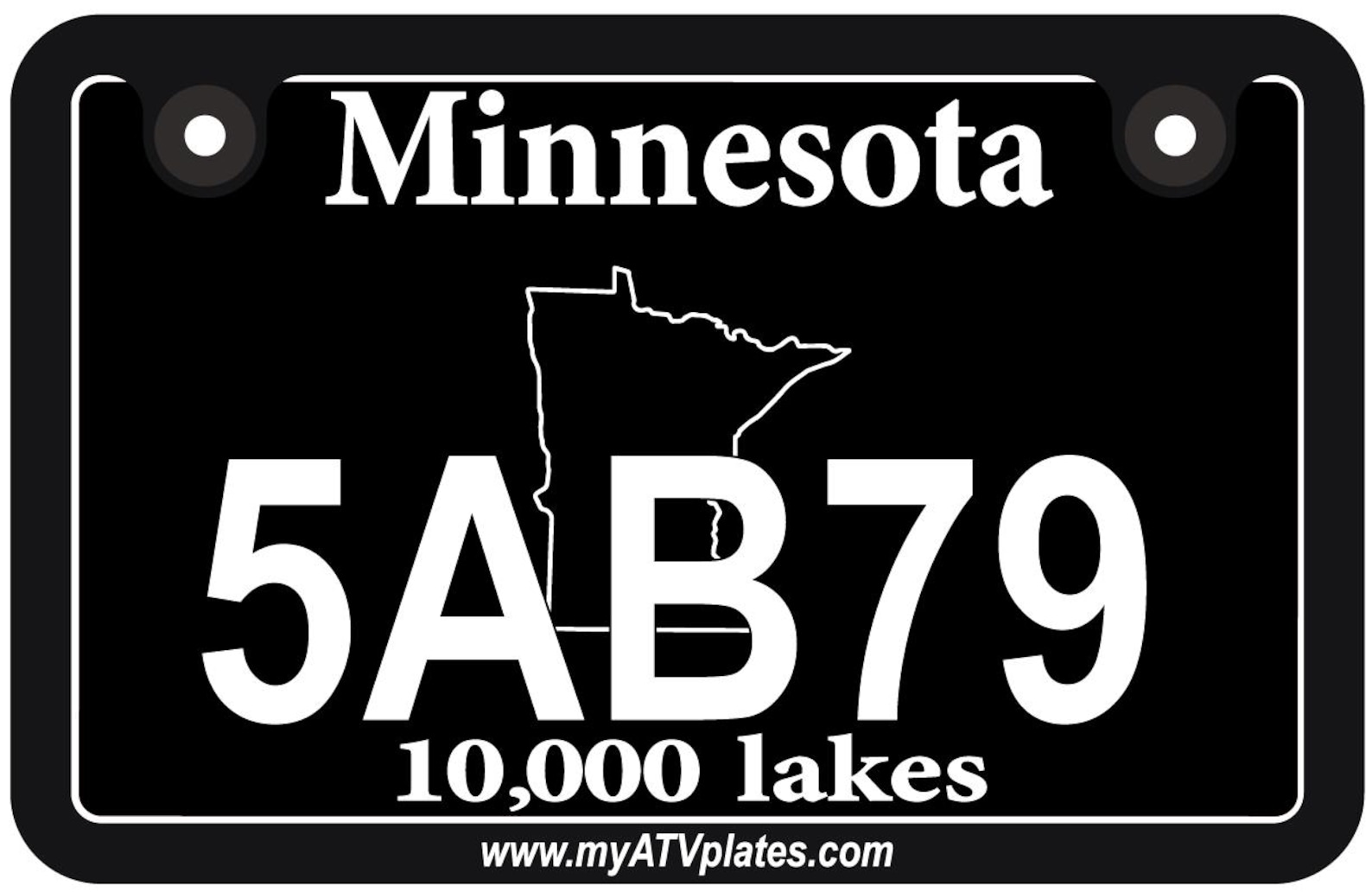 New** Black Minnesota ATV License Plate MN A.T.V./UTV **free Shipping ...