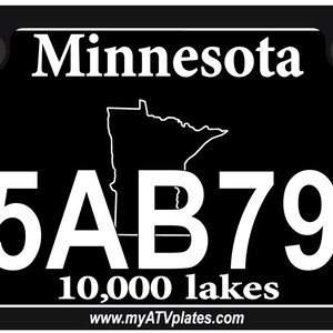 New** Black Minnesota ATV License Plate MN A.T.V./UTV **free Shipping ...