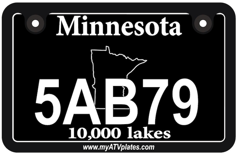 New** Black Minnesota ATV License Plate MN A.T.V./UTV **free Shipping ...